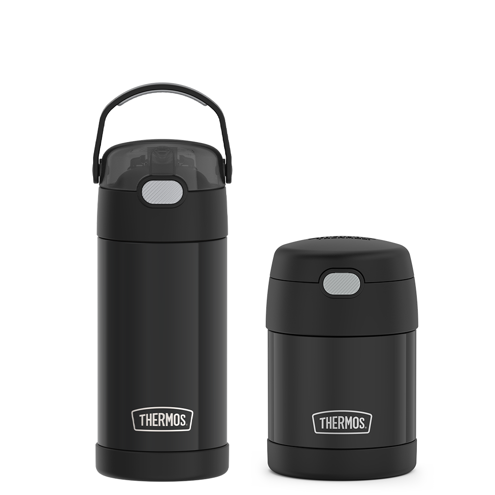 12oz FUNtainer Water Bottle & 10oz Food Jar Bundle - Matte Black – Thermos Brand