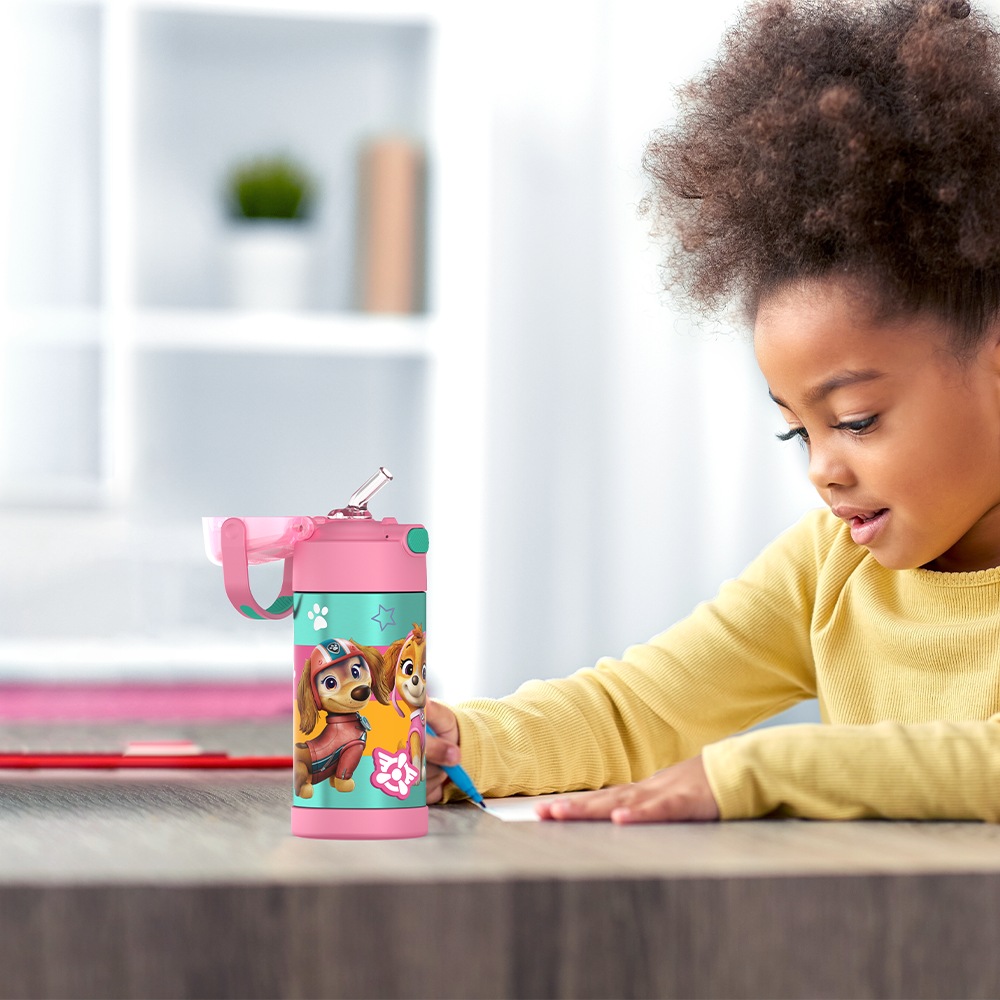 Water Bottle with Straw | Kids 12oz Stainless Steel Water Bottle – Thermos Brand